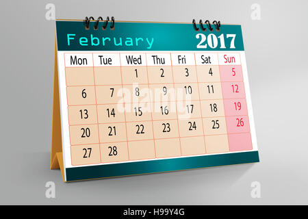 Desktop Calendar Design- February 2017 Stock Photo: 125664628 - Alamy
