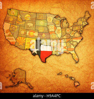 texas on old vintage map of usa with state borders Stock Photo - Alamy