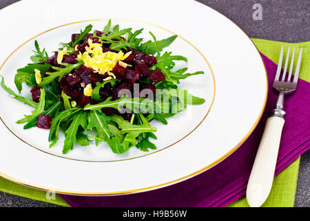 Dietary food without meat: Salad with arugula and beet. Studio Photo ...