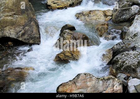 Water torrents through Stanghe, a crevice in Racines near Bolzano in ...