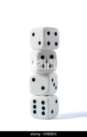 Stacked play dice isolated on white background Stock Photo - Alamy
