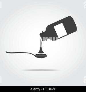 Cough syrup spoon icon. Flat illustration of cough syrup spoon vector ...