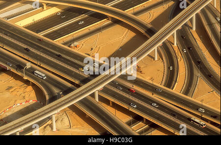 Highway road intersection in Dubai, UAE. Downtown Burj Dubai Stock ...