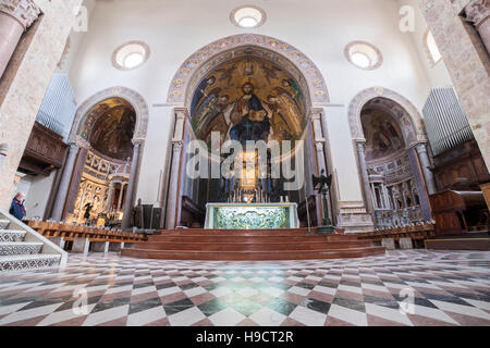 Messina Italy Duomo Cathedral Basilica inside with arch, marble floors ...