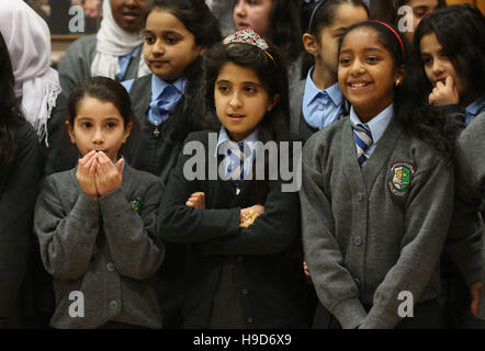 Pupils from the Muslim National School welcome President Michael D ...