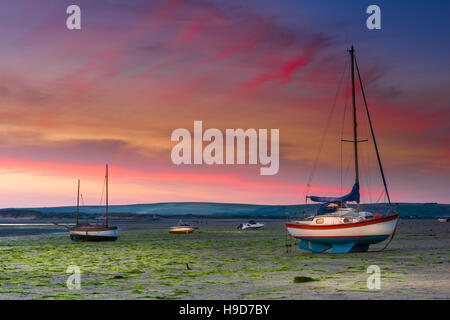 Boats at Instow beach at sunset Stock Photo - Alamy