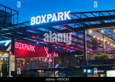Boxpark pop-up food, drink and entertainment shipping container stack ...