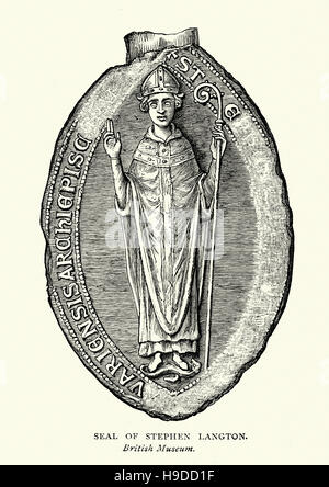 Black and White Illustration; Seal of Stephen Langton (1150-1228 ...