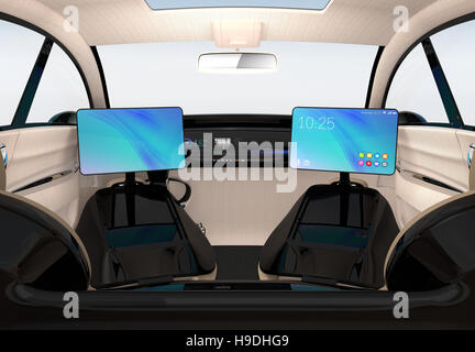 Autonomous car interior design. Concept for new business work style ...