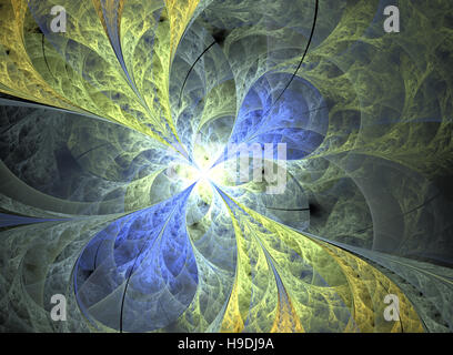 Fabulous fractal pattern in blue. Digital fractal art. Smooth blue ...