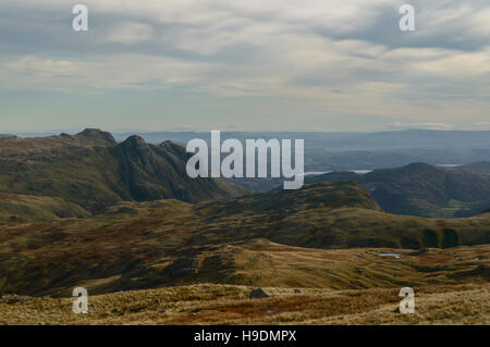 Langdale Pikes from Esk Hause in winter in the English Lake District ...