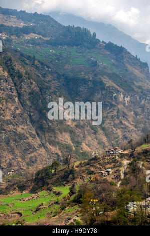 India, Arunachal Pradesh, Tawang Valley view of snow capped Himalayan ...