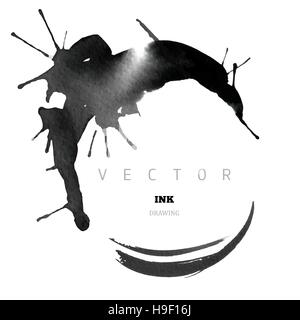 Ink drawing vector round frame Stock Vector Image & Art - Alamy
