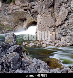 falls at boulder river natural bridge near big timber, montana Stock ...