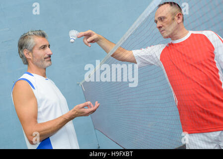 two badminton players Stock Photo - Alamy