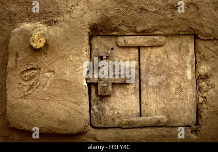 Ansongo, Mali, Africa - January 28, 1992: Dogon village and typical mud ...