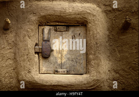Ansongo, Mali, Africa - January 28, 1992: Dogon village and typical mud ...