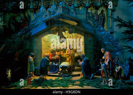 Nativity scene inside the traditional Christmas market, at the Plaza ...