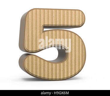 corrugated cardboard number 6, 3D rendering graphic isolated on white ...