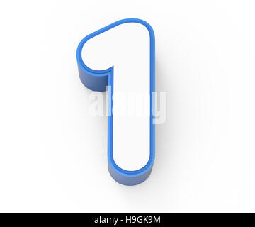 blue framed white number 4, 3D rendering graphic isolated on white ...