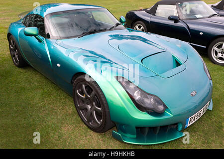 Front view of a 2006, TVR Sagaris, on display in the TVR Car Club Zone ...