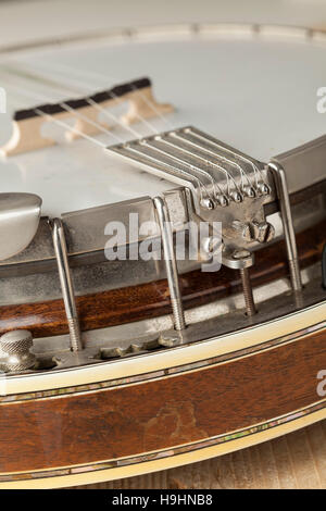 Banjo tailpiece close up Stock Photo - Alamy