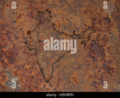 Map of India on rusty metal Stock Photo - Alamy
