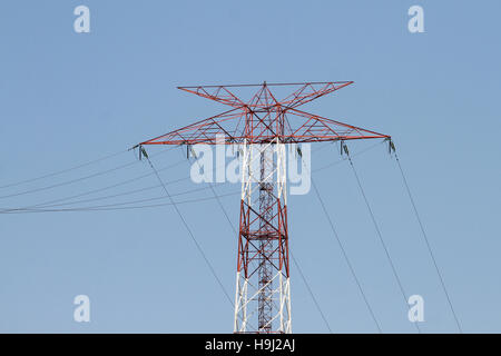 Red and White High Voltage Electric Poles Stock Photo: 126341899 - Alamy