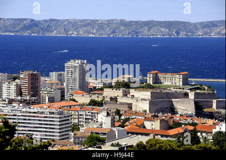 Aerial view of Marseille was taken from the top of Notre Dame de la ...