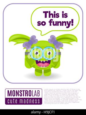 Funny cartoon monster. Vector illustration of cute monster character ...