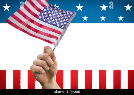 Human hand holding national American flag. USA Memorial Day, Labour Day ...