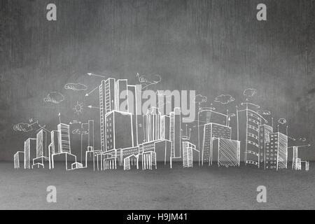 Hand drawn city plan Stock Photo - Alamy