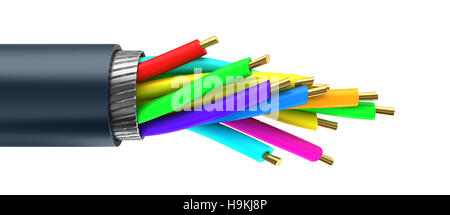 3d illustration of cable inside structure, over white background Stock ...