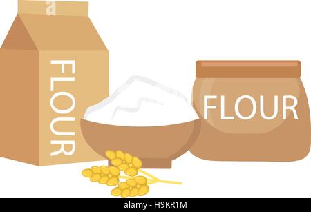 cartoon bag of flour Stock Vector Art & Illustration, Vector Image ...