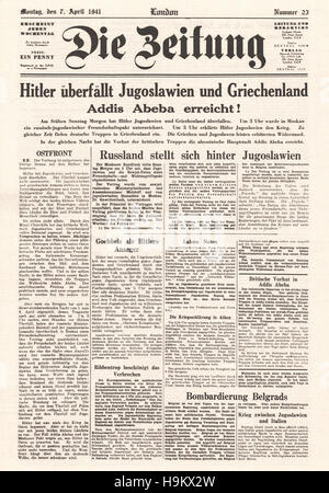 1941 National Zeitung front page (Germany) German flag flies over Kiev ...