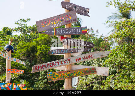 funny handmade signs on a beach in The Netherlands, with words bikina ...