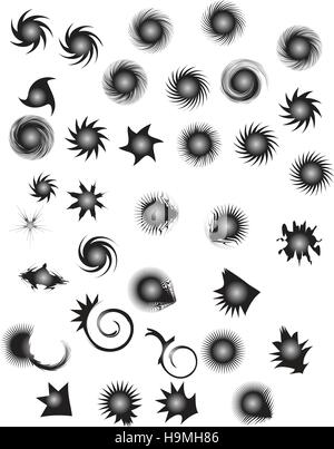 Sharp star symbols. Silhouette shape set. Vector spiky elements ...