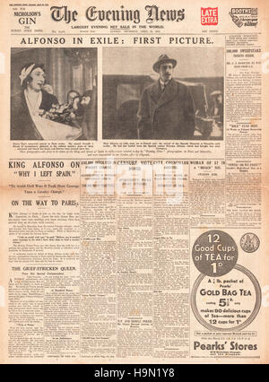 1931 News Chronicle front page reporting Britain off the Gold Standard ...