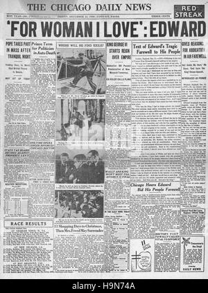 1936 Chicago Daily Tribune front page abdication of King Edward VIII ...
