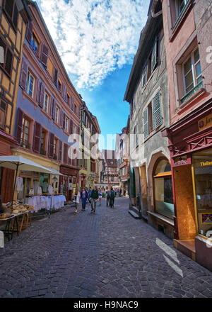 Colmar, France - May 1, 2012: Colorful Timber framing houses on Grand ...