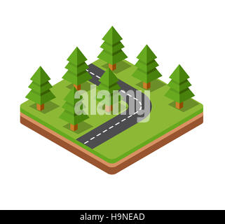 environment isometric park nature. isometric environmental sustainable landscape forest with ...