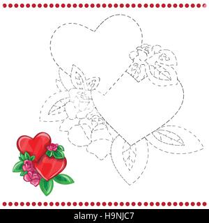 Connect the dots and coloring page with heart Stock Vector Image & Art ...