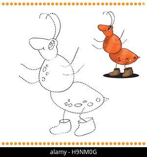 Dot to Dot Ant Isolated Coloring Page for Kids Stock Vector Image & Art ...