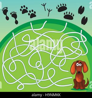 Help the dog find the bone, labyrinth maze game. Kids board riddle ...