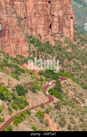Zion Mount Carmel highway switchbacks, Canyon Overlook, Zion National ...