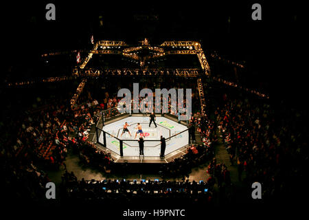 Patrick Cote, right, fights Scott Smith at the Ultimate Fighting ...
