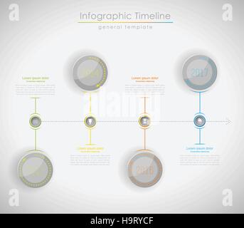 Vector simple dark infographic vertical time line template with rectangle photo placeholders ...