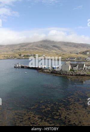 Elevated view of Ardinashaig waterfront Isle of Scalpay Scotland May ...