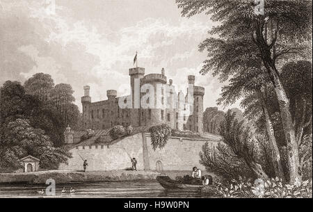 19th Century view of Kilkenny Castle, built in 1195 to control a ...