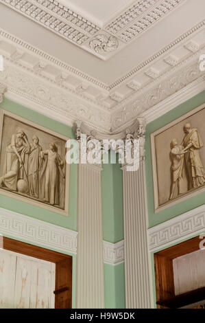 Detail of the pilasters and frieze in the Outer Library at Attingham ...